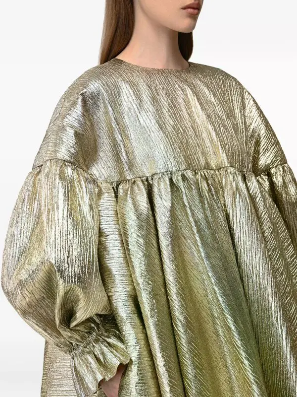 ANOUKI Metallic Pleated Midi Dress