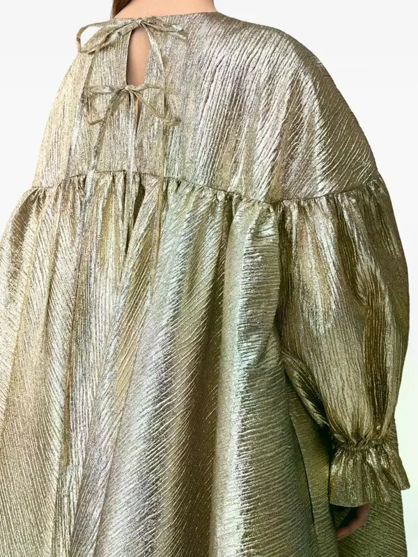 ANOUKI Metallic Pleated Midi Dress