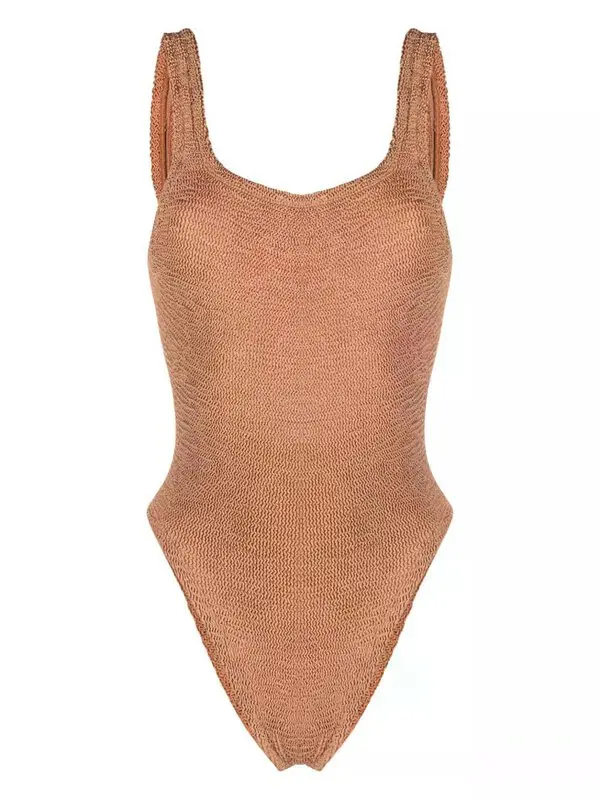 Hunza G Open-back Crinkled-finish Swimsuit - Brown