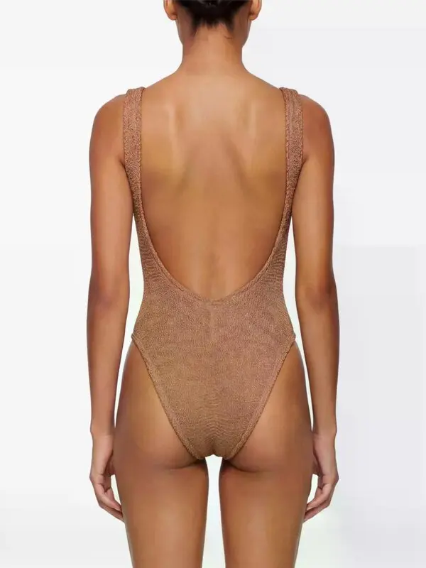 Hunza G Open-back Crinkled-finish Swimsuit - Brown