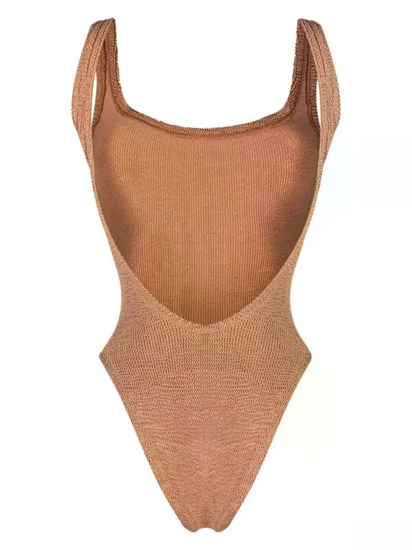 Hunza G Open-back Crinkled-finish Swimsuit - Brown