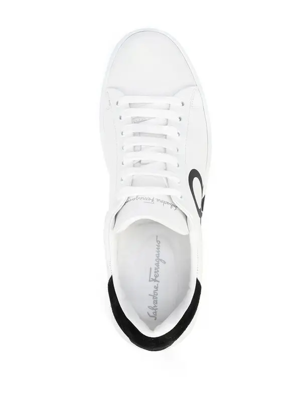 FERRAGAMO Gancini Leather Lace-up Sneakers
