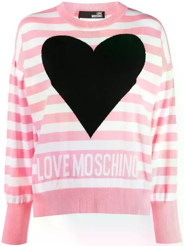 Moschino Striped Logo-print Sweatshirt - Pink