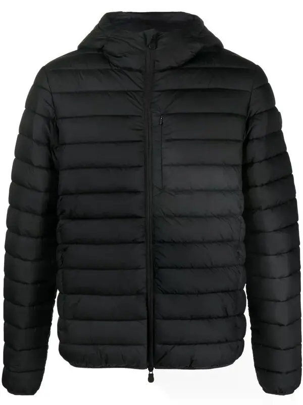 SAVE THE DUCK Logo-patch Padded Hooded Jacket - Black