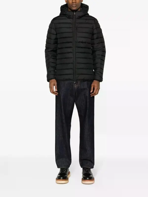 SAVE THE DUCK Logo-patch Padded Hooded Jacket - Black