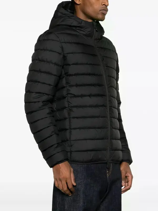 SAVE THE DUCK Logo-patch Padded Hooded Jacket - Black