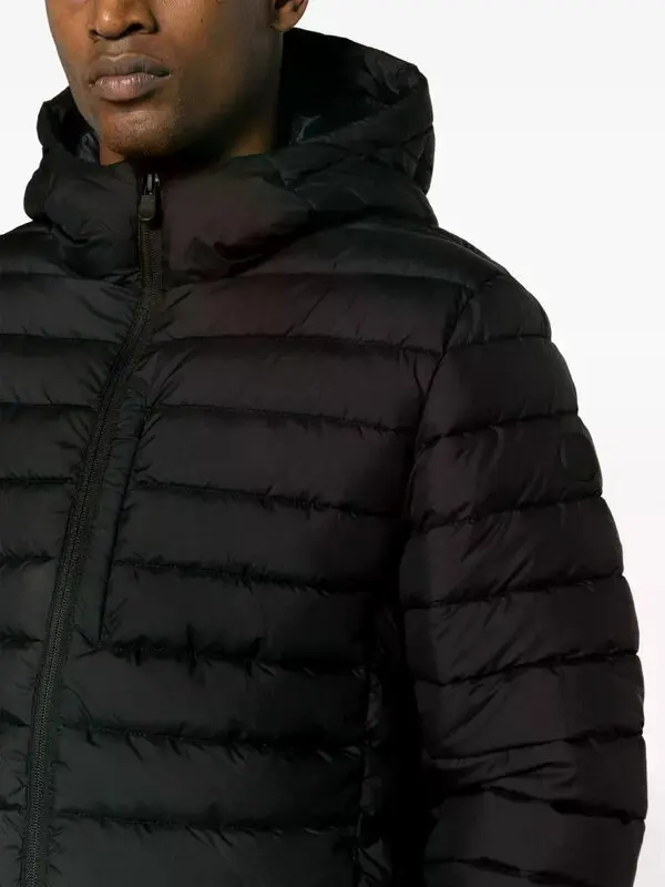 SAVE THE DUCK Logo-patch Padded Hooded Jacket - Black