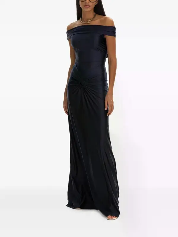 MOOS STUDIO Off-shoulder Draped Gown - Blue
