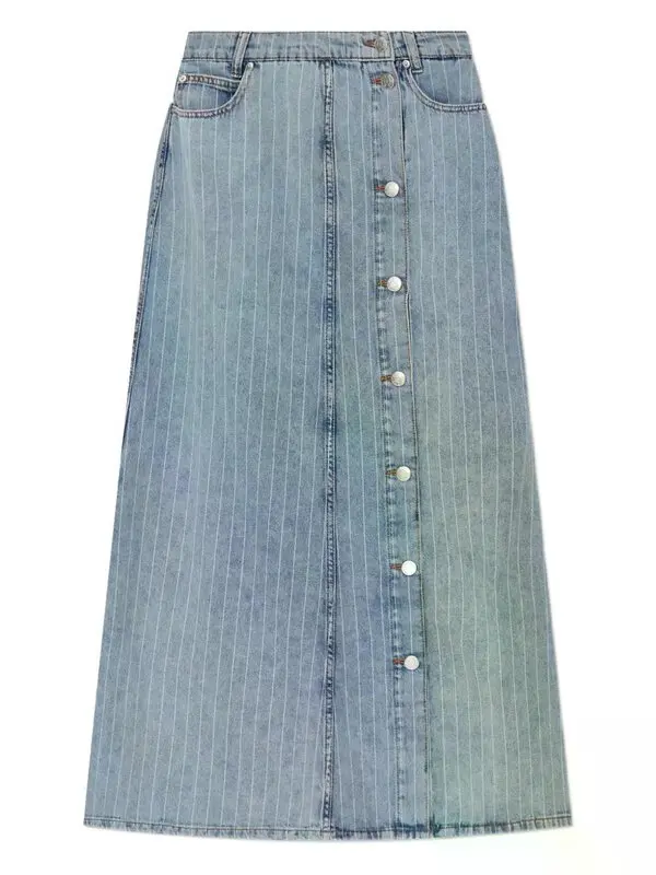 Munthe Button-down Striped Denim Skirt
