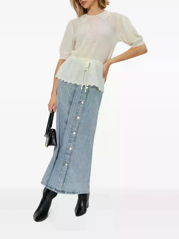 Munthe Button-down Striped Denim Skirt
