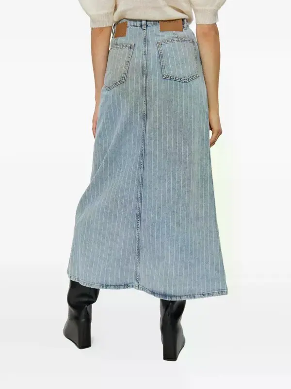 Munthe Button-down Striped Denim Skirt