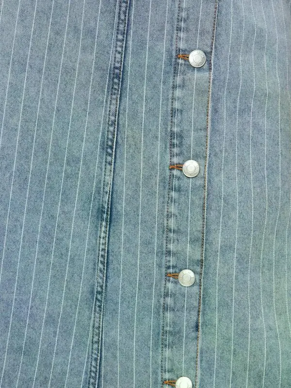 Munthe Button-down Striped Denim Skirt