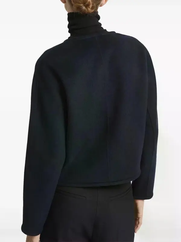 YVES SALOMON Wool-cashmere Jacket With Leather Trim - Blue