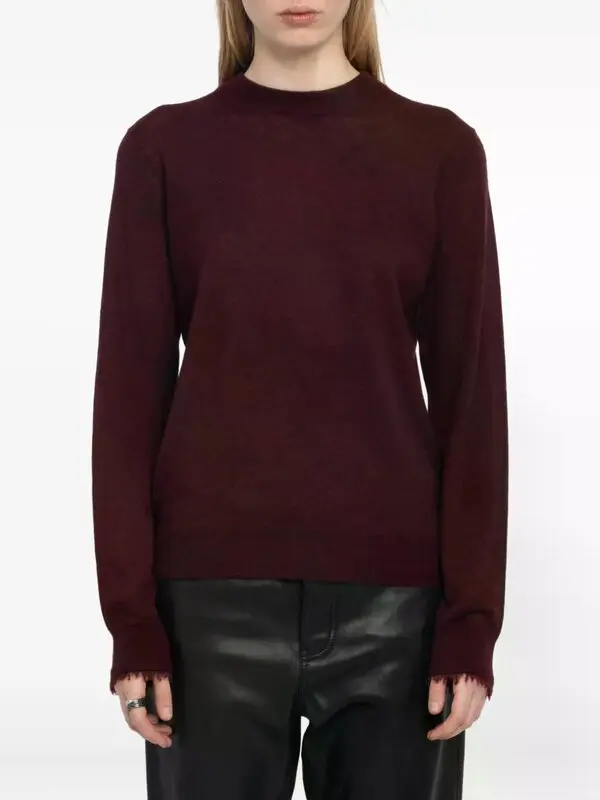 Zadig&Voltaire Ivy Frayed-cuffs Crew-neck Sweater - Red