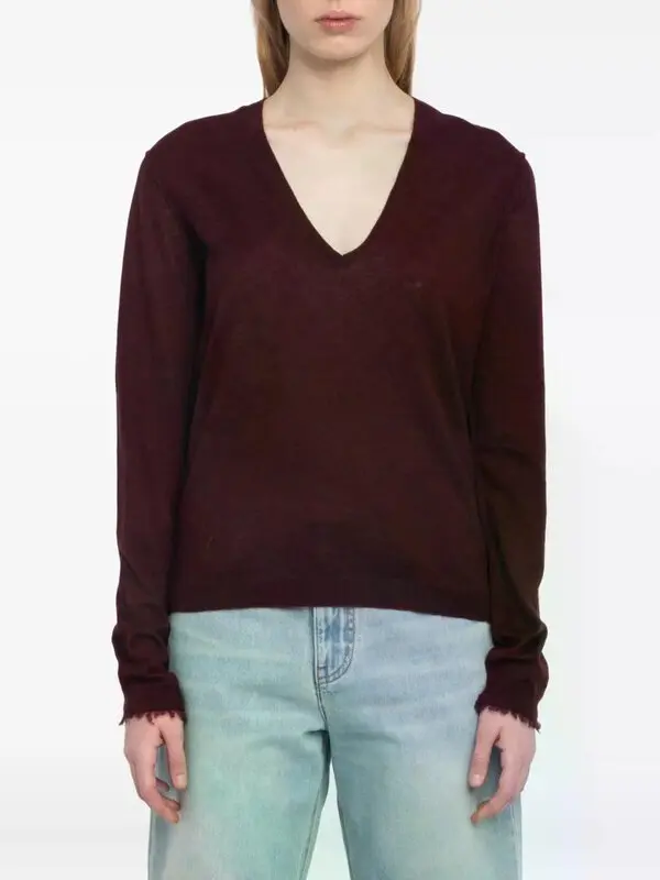 Zadig&Voltaire Rivy V-neck Long-sleeve Sweater