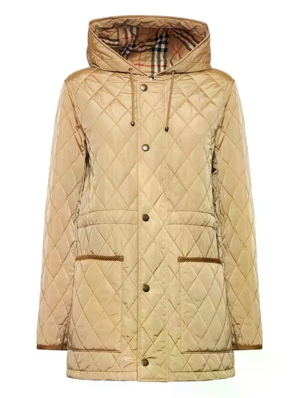 Burberry Quilted Nylon Parka With Check Lining