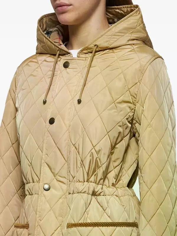 Burberry Quilted Nylon Parka With Check Lining