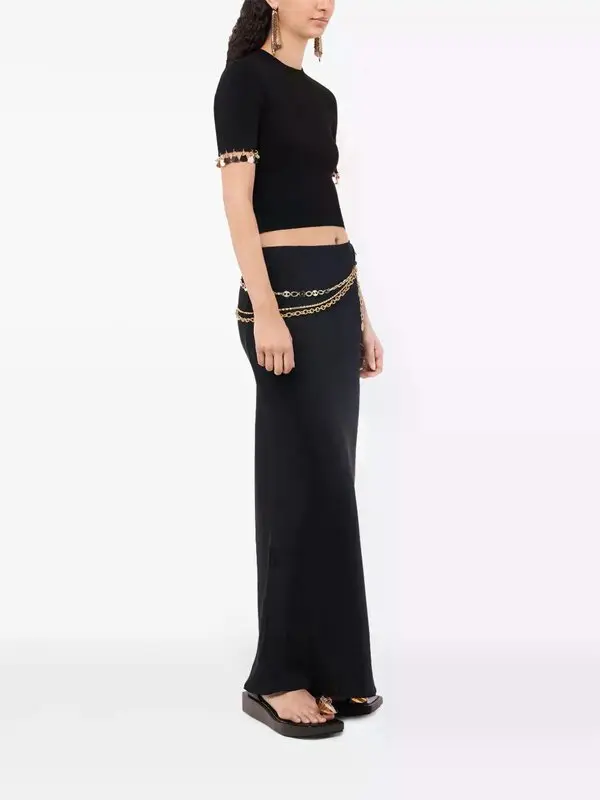 Rabanne Charm-trim Cropped T-shirt - Black