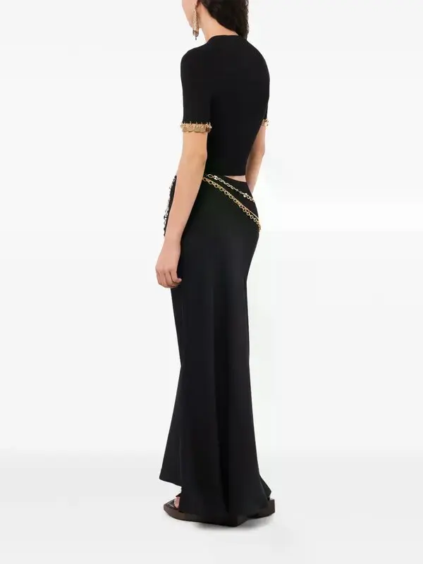 Rabanne Charm-trim Cropped T-shirt - Black