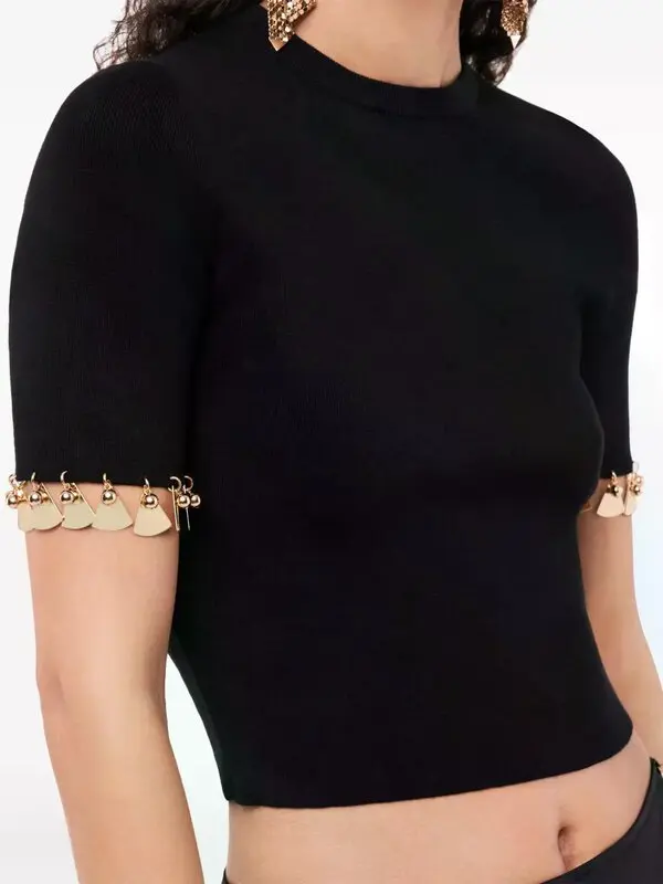 Rabanne Charm-trim Cropped T-shirt - Black