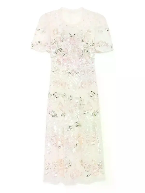 NEEDLE & THREAD Sequin Embellished Dress - Neutrals