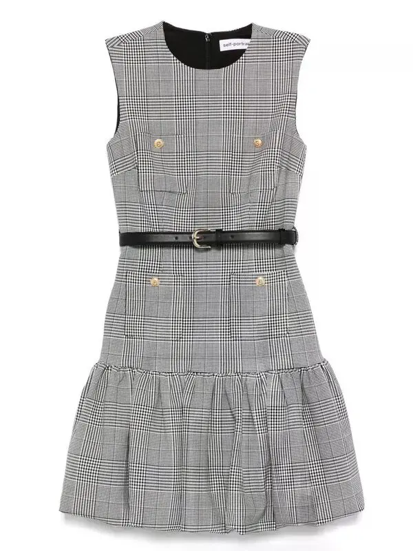 SELF-PORTRAIT Checked Mini Dress