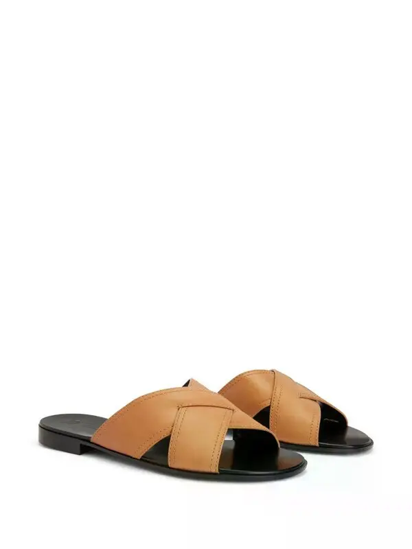 GIUSEPPE ZANOTTI Flavio Crossover-straps Leather Sandals - Brown