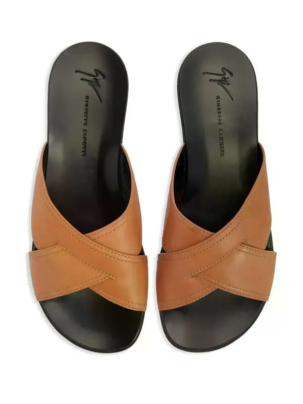 GIUSEPPE ZANOTTI Flavio Crossover-straps Leather Sandals - Brown