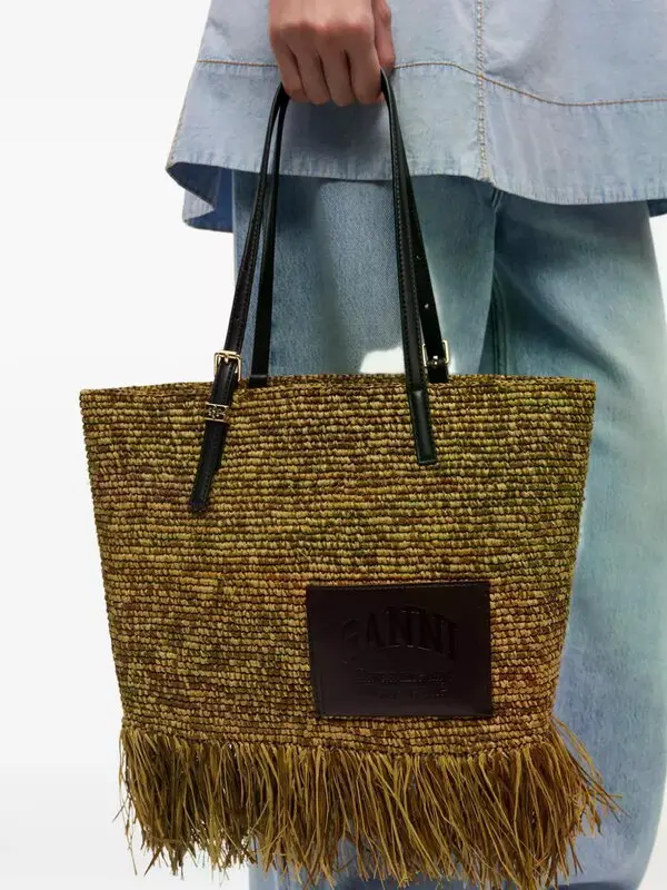 GANNI Raffia Tote Bag