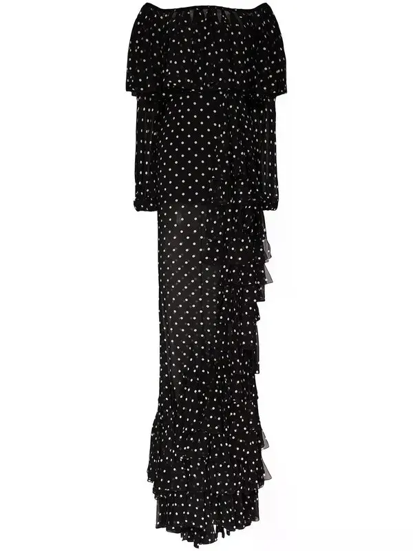 Balmain Off-the-shoulder Polka-dot Gown