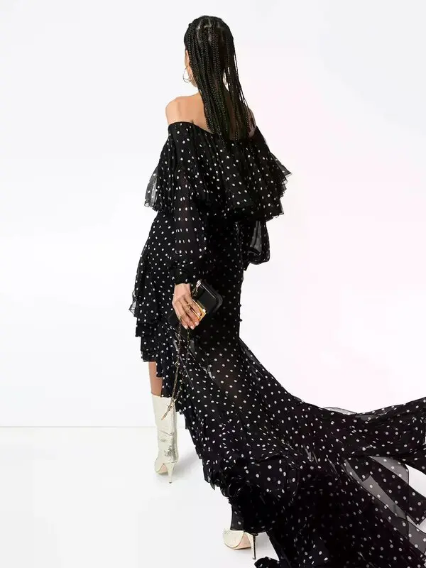 Balmain Off-the-shoulder Polka-dot Gown