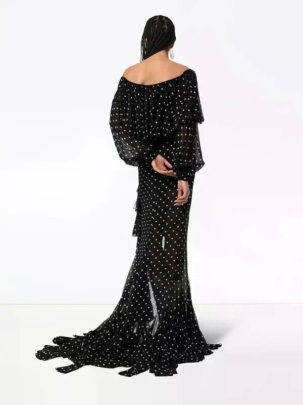Balmain Off-the-shoulder Polka-dot Gown