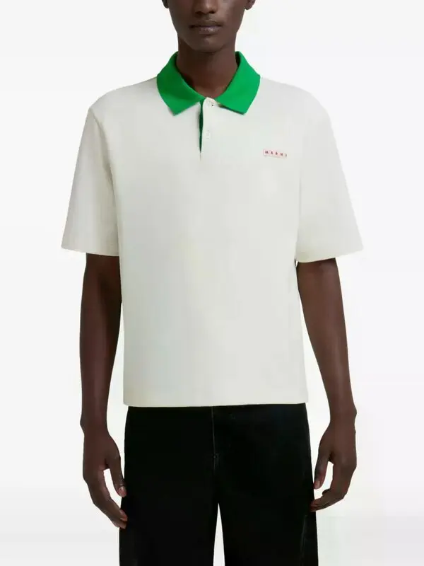 Marni Piqué Polo Shirt With Contrast Collar