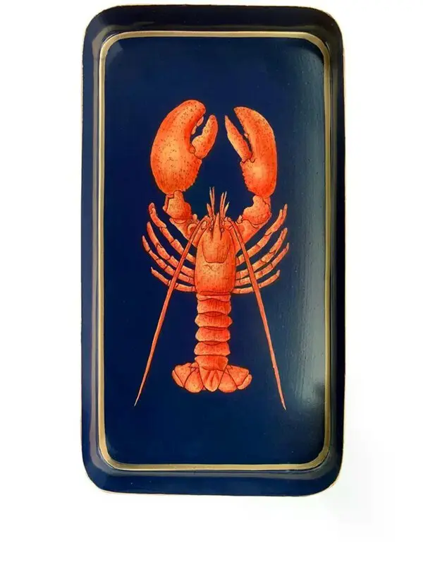 LES-OTTOMANS Fauna Lobster Metal Tray - Blue