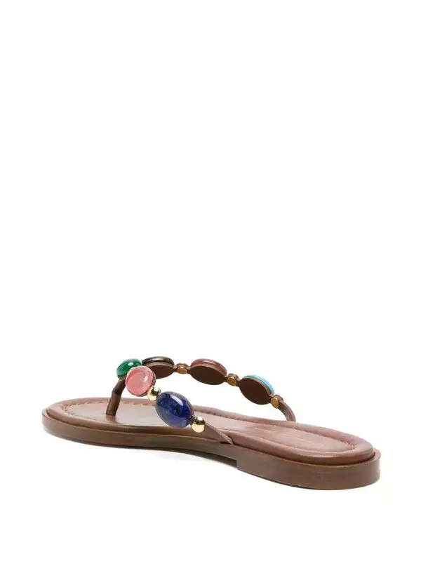 GIANVITO ROSSI Embellished Leather Flip Flops