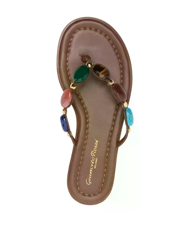 GIANVITO ROSSI Embellished Leather Flip Flops