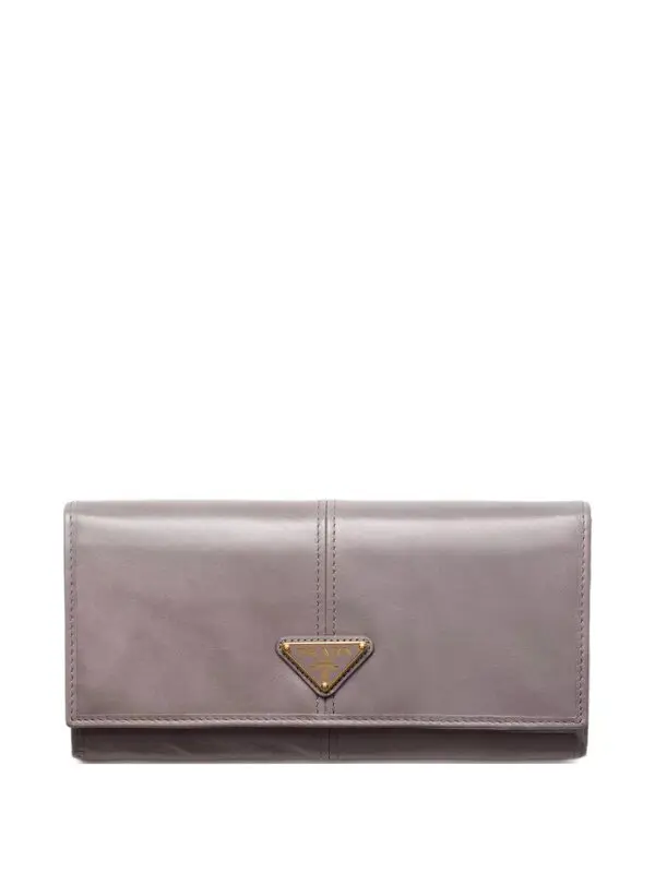 Prada Large Triangle-plaque Wallet - Grey