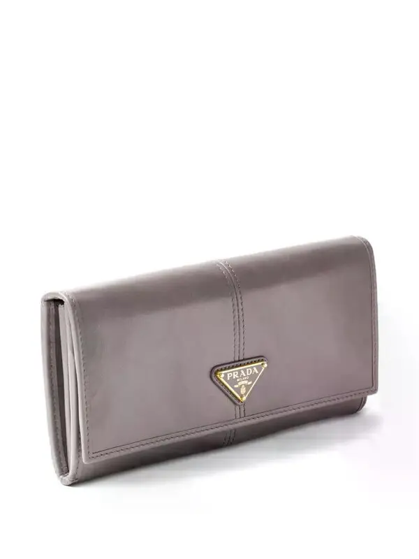 Prada Large Triangle-plaque Wallet - Grey