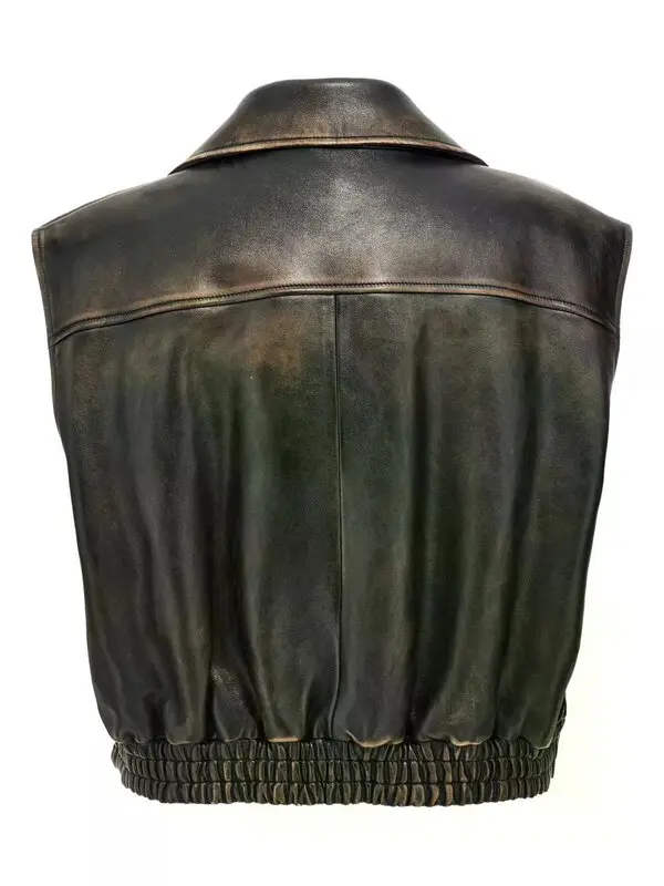 Miu Miu Leather Cropped Gilet