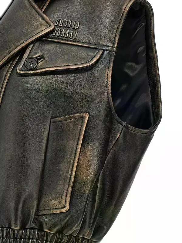 Miu Miu Leather Cropped Gilet