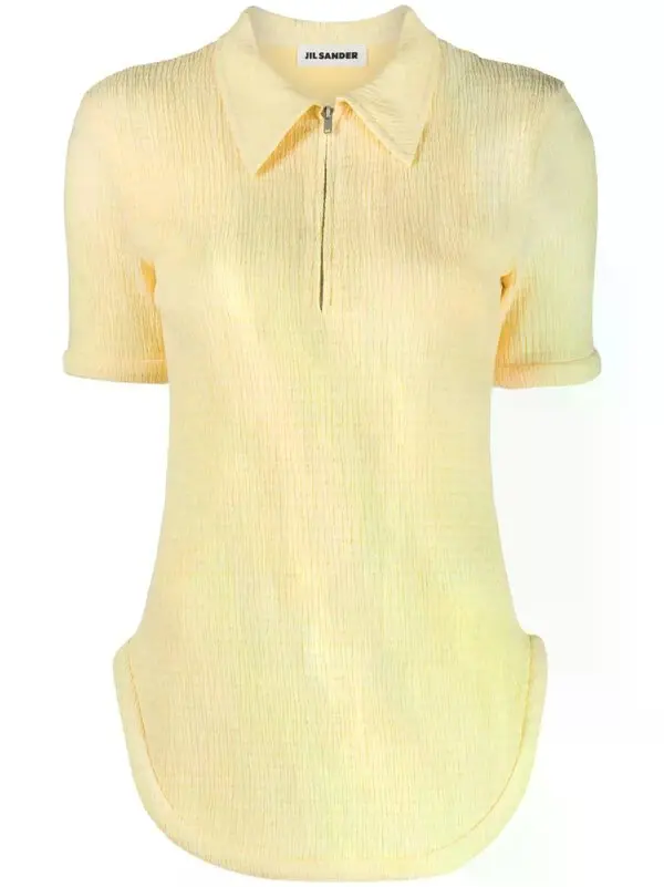 JIL SANDER Half-zip Gaufre Polo Shirt - Yellow