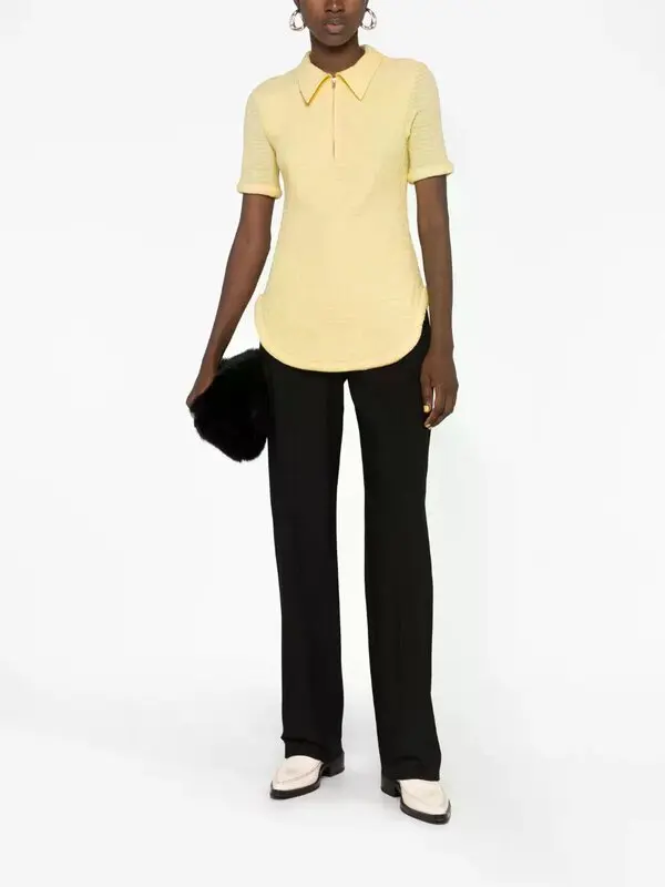 JIL SANDER Half-zip Gaufre Polo Shirt - Yellow