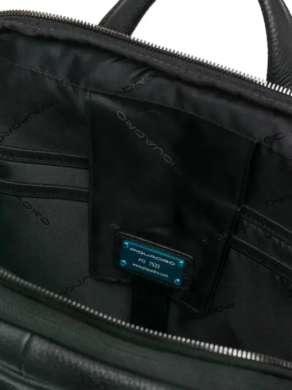 PIQUADRO Logo-patch Leather Backpack