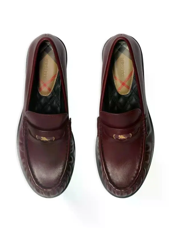 Burberry Leather Cadet Loafers - Red