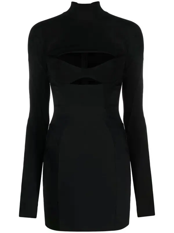 MUGLER Cut-out Panelled Mini Dress - Black