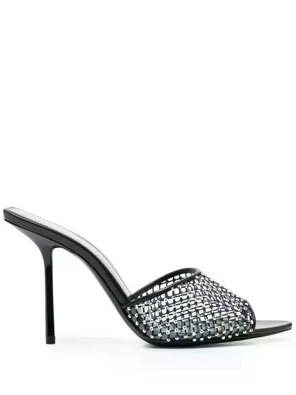 Saint Laurent Crystal-embellished Leather Mules