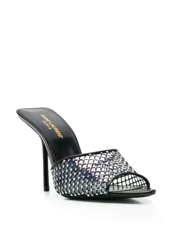Saint Laurent Crystal-embellished Leather Mules