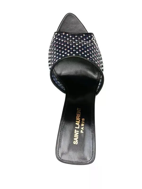 Saint Laurent Crystal-embellished Leather Mules