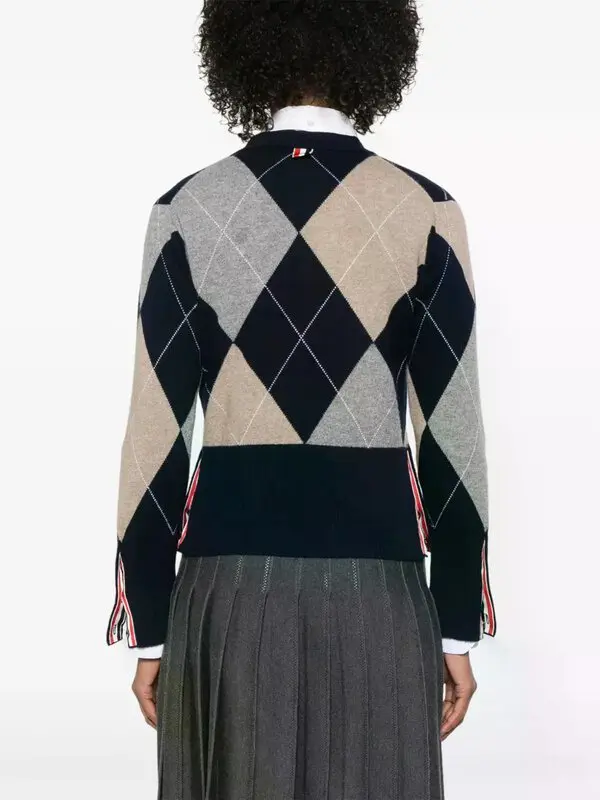 Thom Browne Argyle Intarsia Cashmere Cardigan