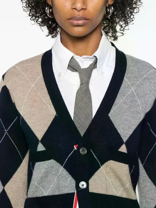 Thom Browne Argyle Intarsia Cashmere Cardigan